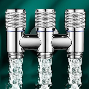 1-In-3-Out Control Valve Water Diversion Valve Toilet Hand Held Bidet Sprayer for Toilet for Bathroom Toilet, Separate Rotary Switch Control, For Bidet Sprayers(Gray-With Spout)