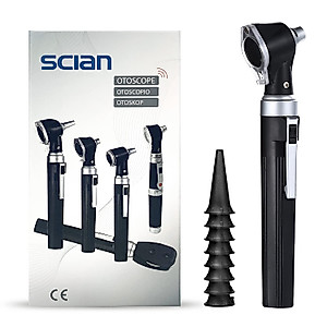 Scian Otoscope Kit - Ear Scope Otoscope with LED Light, 3X Magnification, 8 Speculum Tips, Mini Pocket Diagnostic Ear Care Tool for Kids,Adult,Dogs,Home Use (Blue)