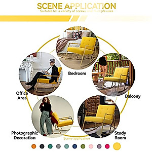 SEYNAR Rocking Chair,Upholstered Accent Chairs,Comfy Glider Living Room Chairs for Padded Seat with Golden High Armrest,Rocking Chair Nursery for Living Room,Dining Room,Bedroom,Kitchen(Yellow)
