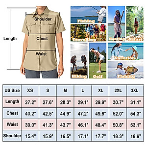Women's Button Down Shirts UPF 50+ Short Sleeve Sun Protection Shirts Stretch Quick Dry Shirt for Fishing, Hiking, Travel (5075,Khaki,L)