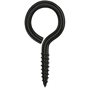100 Pcs 1 Inch Metal Screw Eyes Hook Self Tapping Screw in Eye Hooks Ring for Indoor & Outdoor Hanging, Lifting and Securing Cables, Wires Etc Small Items, Black