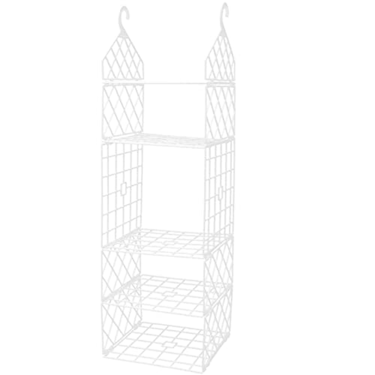 ARTIBETTER Multi- Layers DIY Foldable Hanging Closet Organizer Plastic Closet Space Saver for Clothing Sweaters Towels Pajamas Hats- Three Large One Small (White)