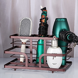 YIGII Hair Dryer Organizer - 4 Compartment Bathroom Countertop Stand, Heat-Resistant, Easy to Install, White