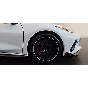 Maisto Diecast Cars 2020 Chevy Corvette Stingray C8 Coupe with High Wing White with Black Stripes 118 Diecast Model Car by 31455
