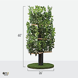 On2 Pets Cat Tree with Leaves Made in USA, Cat House & Cat Activity Tree, Multi-Level Cat Condo for Indoor Cats