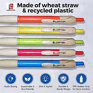 Lortek (50 Pcs Eco Friendly Ballpoint Writing Pens – Medium Point, Black Ink for Note Taking, Journaling, Planners, School, Work, Home – Made From Wheat Straw and Recycled Plastic