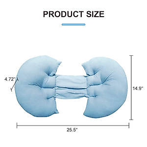 Pregnancy Pillow for Side Sleeper, Double Wedge Maternity Pillow, Belly Support Pillow, Removable Pillowcase Cotton Cover, Side Sleeping Pillow, Waist, Back Support, Gift (Blue)