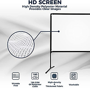 Projector Screen with Stand,100 Inch Outdoor Projector Screen and Stand,Thickened Wrinkle-Free Outdoor Movie Screen and Sturdy Frame for Home Movie Theater
