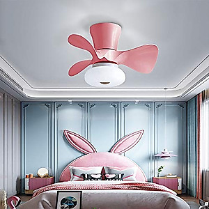 YUEGOO Kids Bedroom Ceiling Fan with Light Reversible with Remote Control 6 Speeds Led Dimmable Fan Ceiling Light 64W with Timer Modern Quiet Ceiling Fan Light