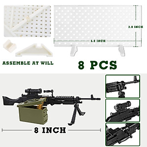 PROLOSO 8 Set Miniature Toy Machine Guns with Display Board SMG Rifles Toys for Boys Kids Building Toys
