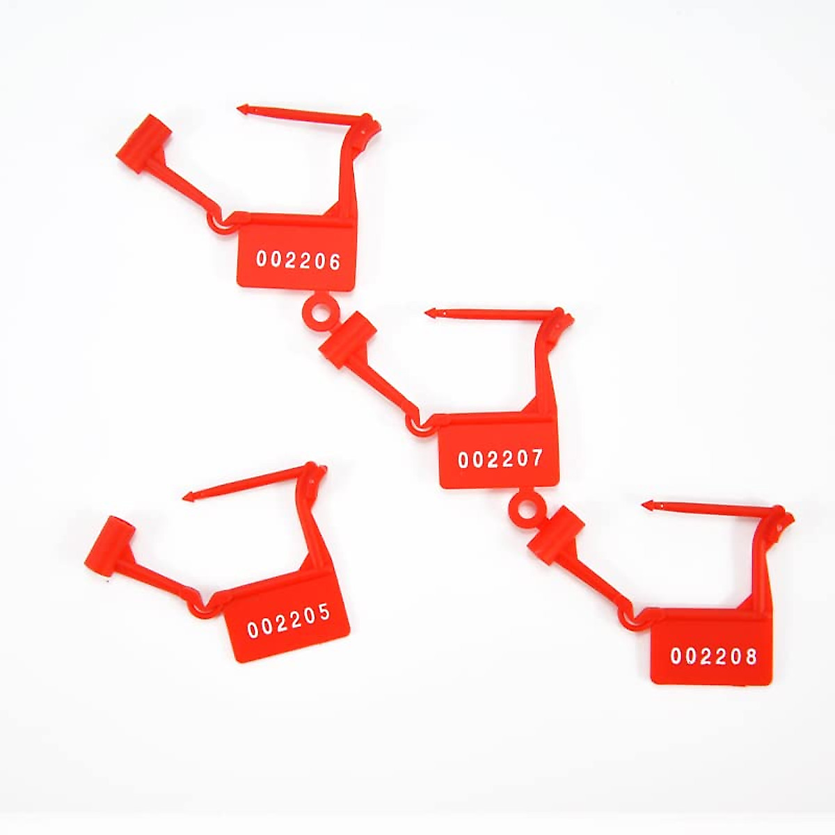 Leadseals(R) Plastic Security Padlock Seals Numbered Tamper Proof Disposable Self-Locking Plastic Medical Tags (Pack of 100 PCS) (Red)