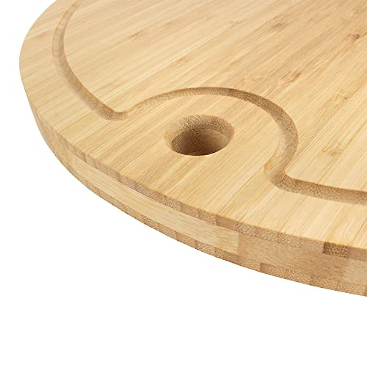 BambooMN Bamboo Round Cutting and Serving Board, Charcuterie Board - 15" diameter x 0.75" thickness - 1 Piece