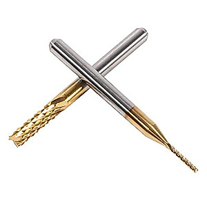 10pcs 0.8-3mm Titanium Coated Engraving Milling Cutter Carbide Bits, 1/8'' Shank for Dremel Rotary Tools by YEEZUGO