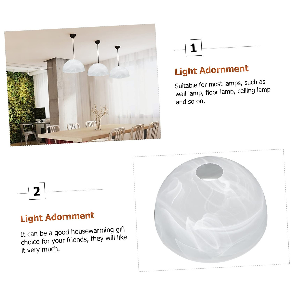 GARVALON Frosted Glass Lampshade Bell Lamp Shades Round Chandelier Fandelier Ceiling Fan Globe Lamp Shades Ceiling Lamp Shade Ceiling Fan Glass Bowl Replacement Household Lamp Shade Fixture