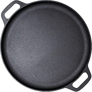 Backcountry Iron 13.5 Inch Cast Iron Pizza Pan with Loop Handles Pre-Seasoned