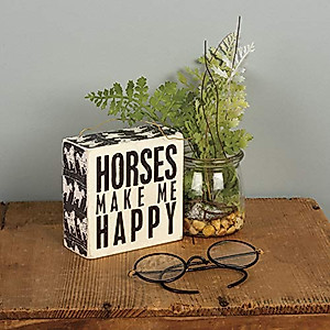 Primitives by Kathy Square Box Sign, 4-Inch, Horses