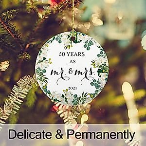 50 Year Anniversary Ornament 2023, 50th Anniversary Collectible Holiday Christmas Ornaments, 50 Years as Mr and Mrs Wedding Anniversary for Parents,Couple, Christmas Tree Ornaments 2023