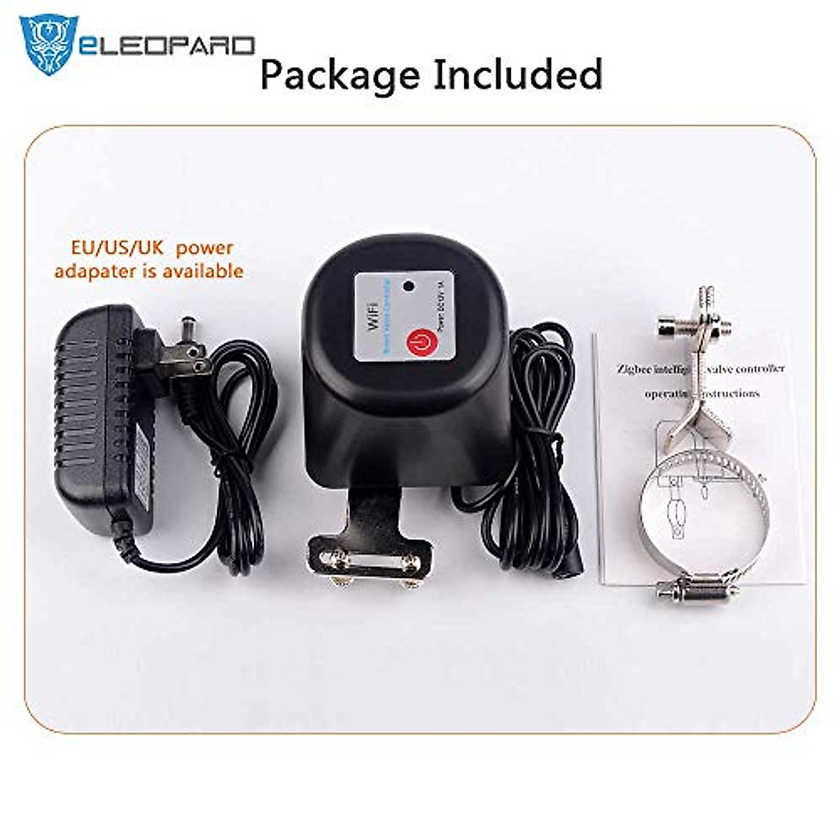 Smart WiFi Water Gas Valve Wifi Control Water/Gas Shut Off APP Remote Voice Control Timing Controler Automatic Valve Timer Wifi Sprinkler Controller, Compatible with Alexa Google Assistant (EU)