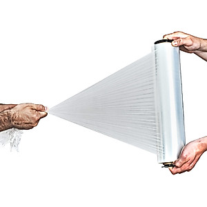 15" Stretch Film/Wrap with Handles 1200ft 500% Stretch Clear Cling Durable Adhering Packing Moving Packaging Heavy Duty Shrink Film (1 Pack w/Handles, Clear)