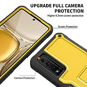 DUOPAL for TCL Stylus 5G Case,Military Grade Protection Shockproof Case with Tempered Glass HD Screen Protector and Kickstand Compatible with TCL Stylus 5G Phone Cover (Yellow)