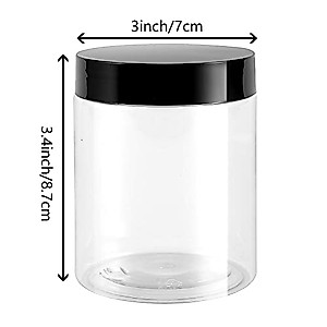 ZEONHEI 30 Pack 8 Oz Plastic Jars with Lids, 250ml Clear Plastic Storage Jars, Wide Mouth Clear Empty Plastic Containers for Food Storage Cream Jam Samples Spices
