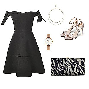 ZLM BAG US Leopard Print Clutch Purse for Women Diamond Crystal Evening Bag Metal Chain Party Cocktail Wedding Dinner Handbag