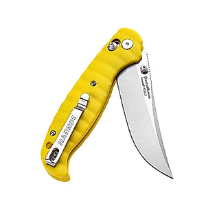 Harnds Giant Silkworm Tactical Folding Knife with SandvikSteel BladeG10 Handle Camping Pocket Knife with Reversible Pocket Clip (yellow)