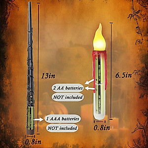 UPLAVIE Halloween Decorations, Hanging Floating Candles with Wand Remote Control, 12 Pcs Hanging Floating LED Candles Warm White Light Window Candles Christmas Decor for Halloween Christmas Party