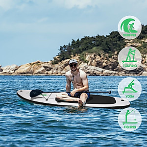 FunWater SUP Inflatable Stand Up Paddle Board 10'x31''x6'' Ultra-Light Inflatable Paddleboard with ISUP Accessories,Fins,Adjustable Paddle, Pump,Backpack, Leash