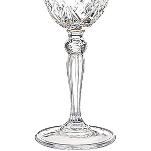 Lorren Home Trends Siena Collection Crystal White Wine Glass with Gold Band Design, Set of 4,6 fl oz