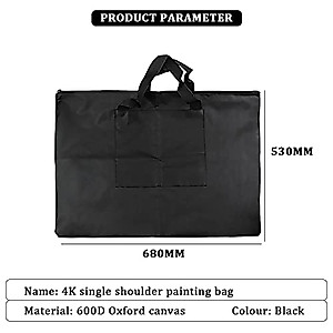 1 Pcs Waterproof Canvas Art Portfolio Bag ,Artist Drawing Tote Bag ,for Putting Student Art Work and Artist Work ,Black, 680mmx530mm