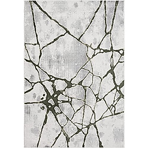 Abani Atlas 5'x8' Green/Grey Area Rug, Contemporary Web - Durable Non-Shedding - Easy to Clean