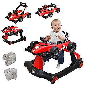 NALO 4-in-1 Baby Walker, Foldable Activity Walker 3 Adjustable Height & Speed, Comfy Padded Seat, Lights & Music, Fun Toddler Push Car, Walker with Wheels, Baby Standing Toy for Boys Girls 6-36 Month