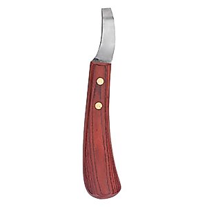 KUIDAMOS Hoof Trimmer, Loop Hoof Knife Precision Farrier Tool Stainless Steel Blade Oval Hoof Shears with Wood Handle Farrier Loop Knife for Horses Donkeys Cows