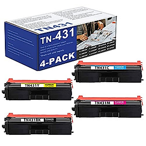 LVELIMIT TN431BK/C/M/Y: TN-431 Toner Cartridges 4 Pack Compatible Replacement for Brother TN-431 Standard Yield Toner Cartridge Works for MFC-L8900CDW MFC-L8610CDW HL-L8360CDW HL-L8260CDW Printer