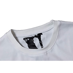 Big V Letter Shirts Men's Graphic Print T Shirt Hip Hop Short Sleeve Cotton Crew Neck Tee Tops for Men Women X-Large F-White
