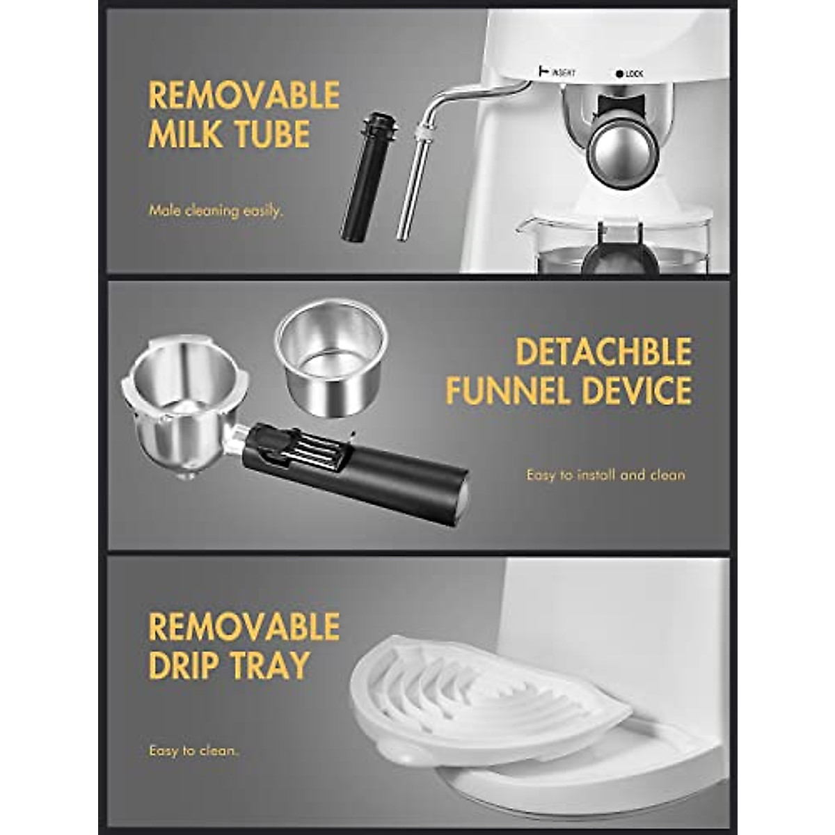 Yabano Espresso Machine, 3.5Bar Espresso Coffee Maker, Espresso and Cappuccino Machine with Milk Frother, Espresso Maker with Steamer (White)