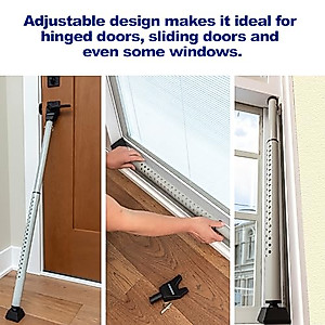 BRINKS- Portable Door Security Bar, Silver- Adjustable Security Door Jammer- Fits Standard Sliding Doors, Hinged Doors, And Windows- For Travel, Home, Dorm