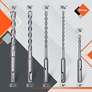 AV Steel 5-Piece SDS Plus Rotary Hammer Drill Bits, Masonry Drill Bits, Carbide Tipped SDS Drill Bit Set for Drilling, SDS Plus Drill Bit Set for Brick, Masonry, Block, Concrete with Storage Case