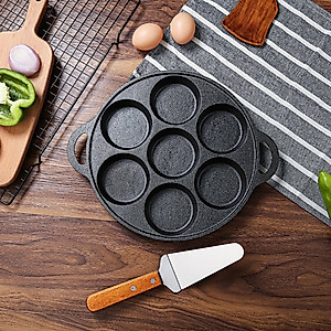 Nadalan Cast Iron Omelette Egg Burger Fried Egg Pot Pancake Pan With 7-Mold Design 32cm Diameter