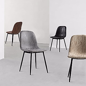 NicBex Dining Chairs, Crazy-Horse Leather Reception Chairs, Accent Chair with Metal Legs for Home Kitchen, Living Room, Set of 2, Brown