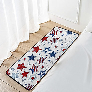 SLHKPNS 4th of July Patriotic Kitchen Rugs,American Flag Rug Non-Slip Kitchen Mat Comfort Runner Doormat 39x20 Inch Soft Floor Mat for Home Decor