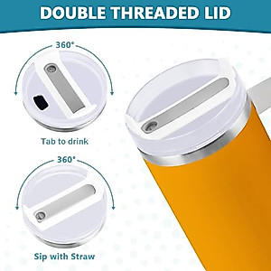 Gradient Orange Insulated Tumbler with Handle and Straw Water Cup 40 Oz Stainless Steel Water Bottles