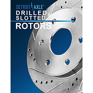 Detroit Axle - Brake Kit for 2012-2020 Ford F-150 [w/Manual Parking Brake] Drilled & Slotted Brake Rotors Ceramic Brakes Pads 2013-2019 Front and Rear Replacement : 13.78" Front & 13.70" Rear Rotors