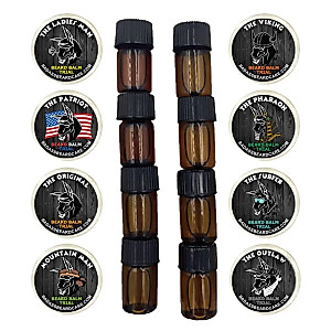 Badass Beard Care Trial Kit For Men - 8 Packs, Trial Sizes of Beard Balm & Beard Oil