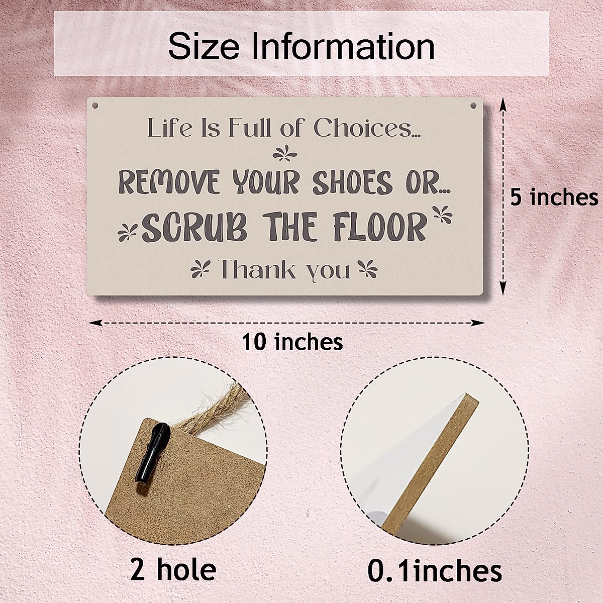 Life is Full of Choices Remove Your Shoes Rustic Wooden Hanging Sign Decor, Front Door Wall Decor Sign Wood Plaque for Farmhouse Bedroom Home Porch Entryway, Hanging Wall Art Gift (1 pack)-08