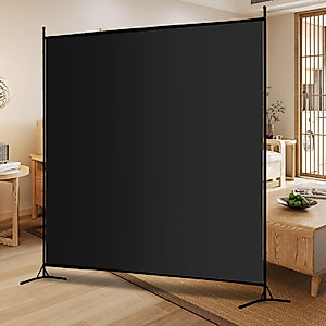 Carivia Single Large Panel Room Divider, 6 Ft Tall Privacy Screen Room Divider,Freestanding Room Partition Wall Divider,Lightweight Room Divider Screen for Home Office,69''W x 70''H, Black