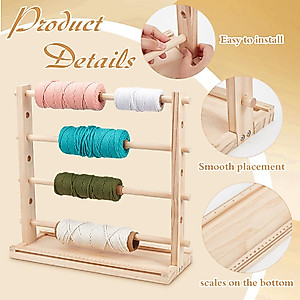 BENECREAT Wood Ribbon Storage Rack, 4 Tier Ribbon Holder Organizer Spool Holder Organizer for Sewing Craft, Mesh Thread Tape, Wreath Crochet Thread Tulle Roll, Craft Gift Florist Wrapping