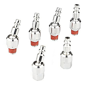 YOTOO Swivel Air Plug 1/4" Industrial Air Hose Fitting Air Quick Connect Male and Female Plugs with 1/4"-18 NPT Thread. 6-Piece Pack