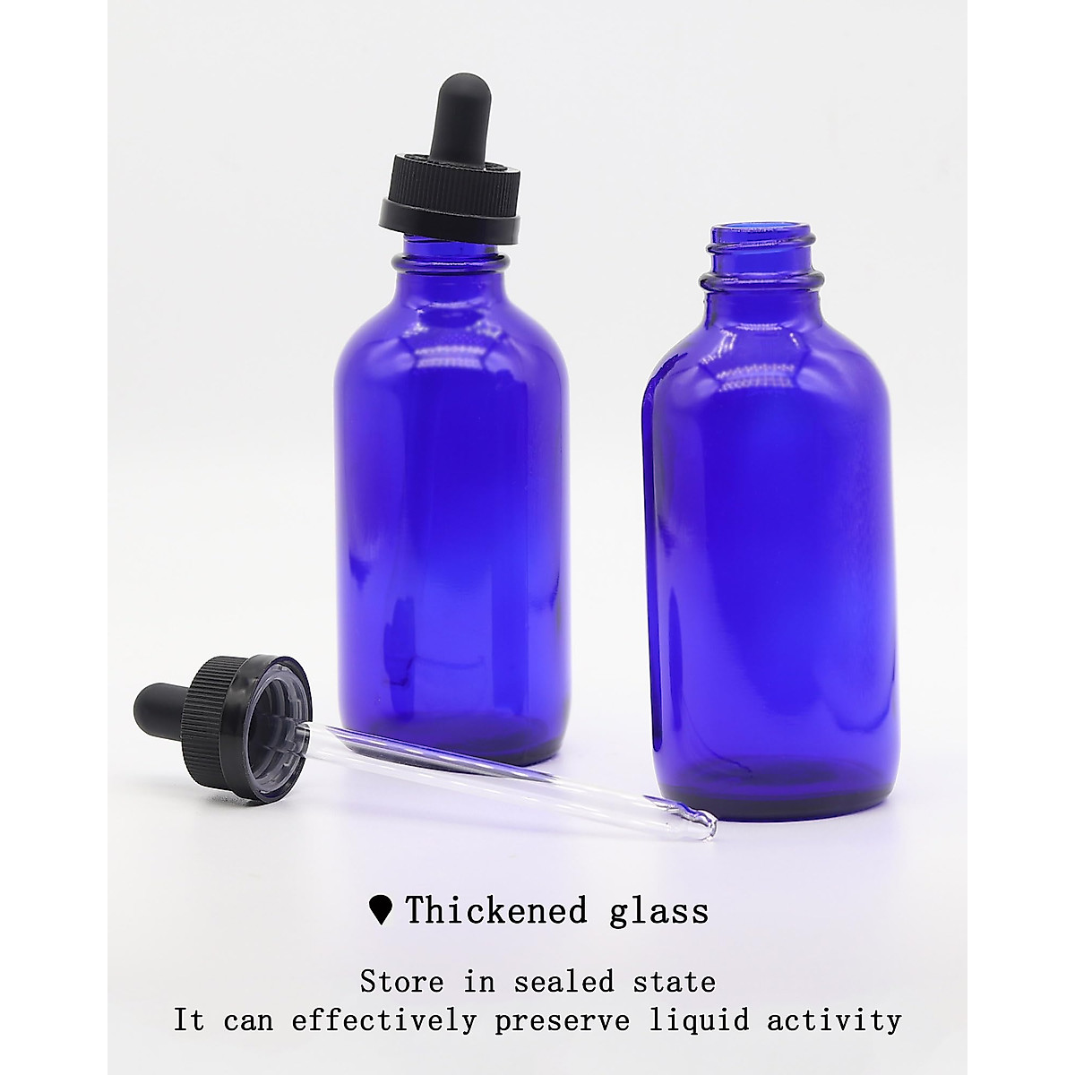 Toaazhy 4 pack,blue eye glass dropper bottles 4 oz,120 ml dark empty tincture bottles with dropper,alcohol,hair oil bottle,perfume,essentia,small,droppers for oils,medicine,pipette,drip drop,travel